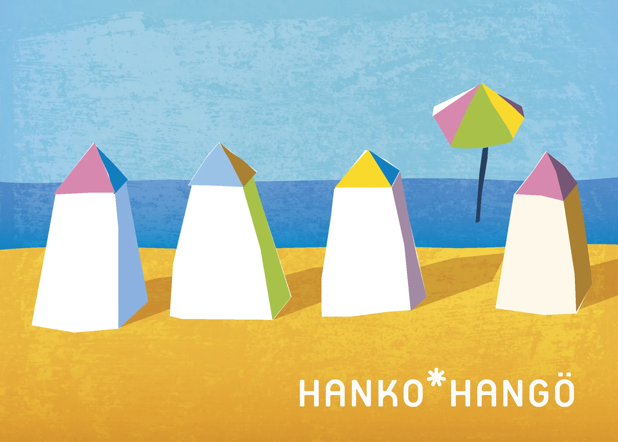 Hanko bathing huts - vintage poster with logo - Hanko Tourist Office ...